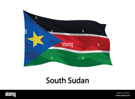 3d Realistic Waving Flag Of South Sudan Isolated Template For Poster Design Stock Vector Image