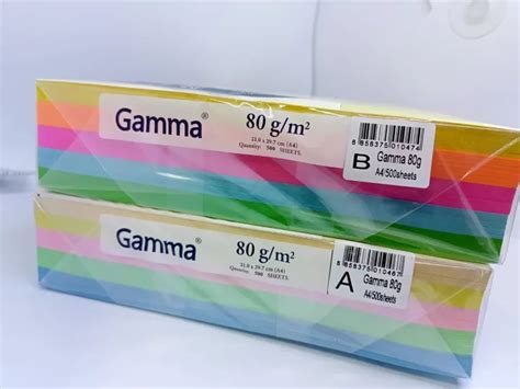 กระดาษถ่ายเอกสารสี A4 สีสะท้อนแสง สีพาสเทล Gamma 80 แกรม 500 แผ่น กระดาษสี กระดาษถ่ายสี
