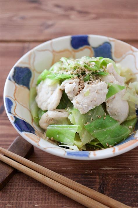 レンジで簡単♪ささみとキャベツの胡麻和え レシピサイトnadia