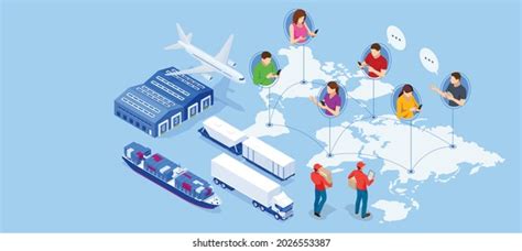 글로벌 물류 네트워크아이소메트릭 물류 및 제공 스톡 일러스트 2026553387