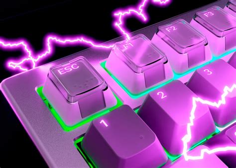 Premium Psd Keyboard Buttons Mock Up With Neon Electricity Bolt
