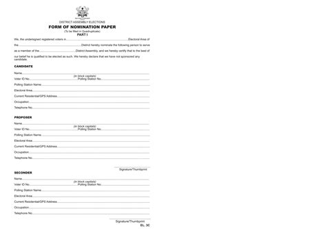Ec Nomination Form District Assembly Elections 1a Sir Success Prince