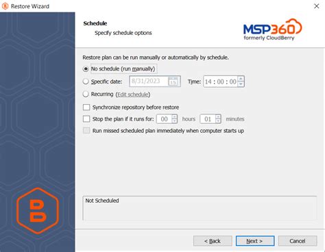 File Level Restore Schedule Help Center