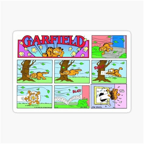 Every Garfield Strip But Hes Thrown Out The Window Sticker For Sale