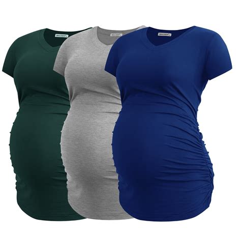 Smallshow Womens 3 Pack V Neck Maternity Tops Short Sleeve Pregnancy