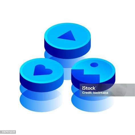 콘텐츠 공유 등각 투영 아이콘과 3 차원 디자인의 벡터 그림입니다 3차원 형태에 대한 스톡 벡터 아트 및 기타 이미지 3차원 형태 가상현실 개발 Istock