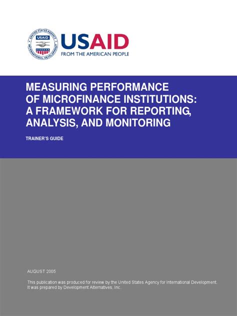 Measuring Performance Of Microfinance Institutions A Framework For Reporting Analysis And