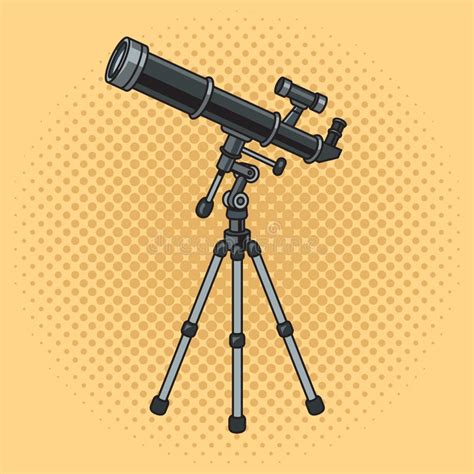Old Telescope Pinup Pop Art Vector Illustration Stock Vector