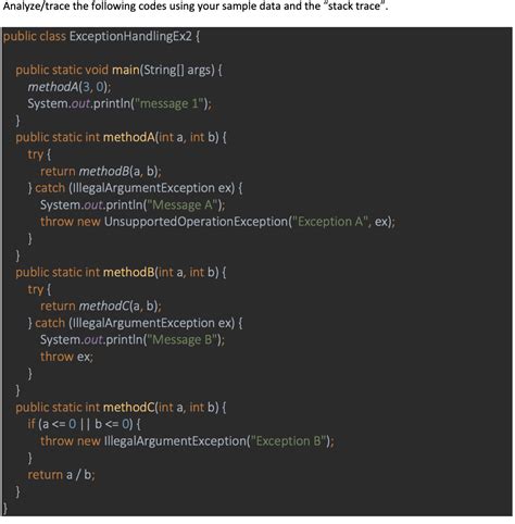 solved analyze trace the following codes using your sample