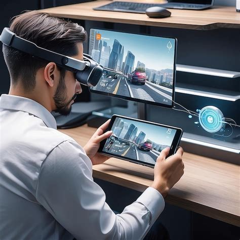 person using ar technology in their daily occupation premium ai