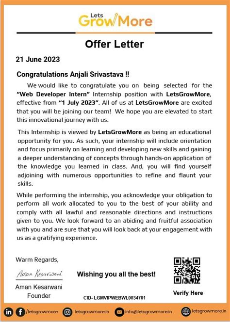 anjali srivastava on linkedin webdeveloper intern letsgrowmore