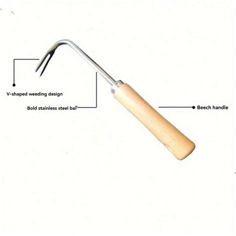 1 Piece Horticultural Weeding Double Hook Weeding Machine With V Shaped Tool And Solid Wood