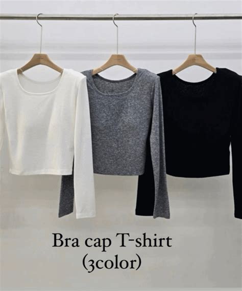 [겨울이너티 어깨패드 캡내장티셔츠] 글램 브라캡 기모 스판 티셔츠 3col 에이블리