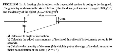Solved PROBLEM A Floating Plastic Object With Chegg