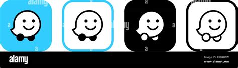 Set Of Waze Mobile App Icons Isolated On A White Background Vector