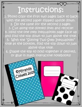 Solving Inequalities Foldable For Math Interactive Notebook By Miranda Colwell