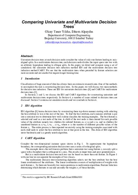Pdf Comparing Univariate And Multivariate Decision Trees
