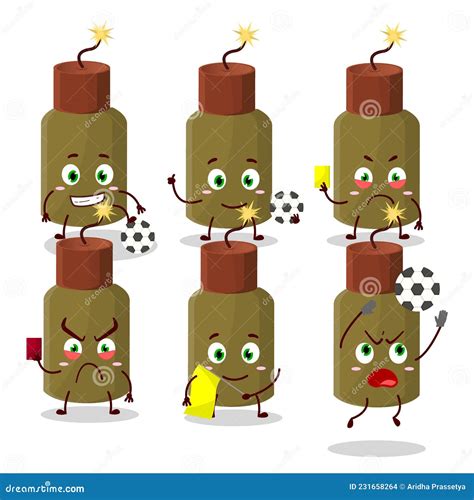 Firecracker Explosive Cartoon Character Working As A Football Referee Stock Vector