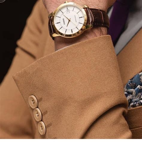 Casio Enticer Golden Dial Leather Mens Watch Mtp V004gl 9audf