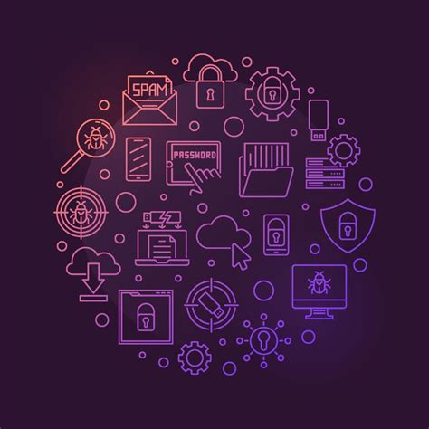 Vector Cybersecurity Round Concept Colorful Outline Illustration 13089633 Vector Art At Vecteezy