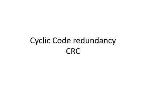 Crc Error Coding Technique Pptx