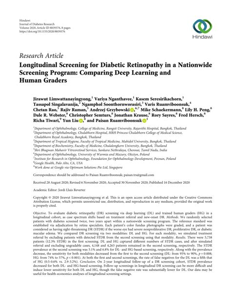 Pdf Longitudinal Screening For Diabetic Retinopathy In A Nationwide Screening Program