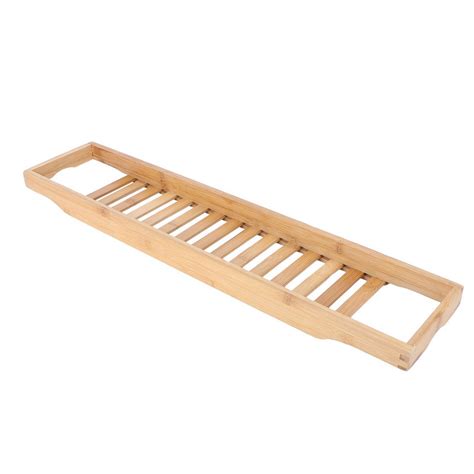 Badu Bg Дървена вана за вана от естествен бамбук с релси Органайзер за душ Поставка за баня