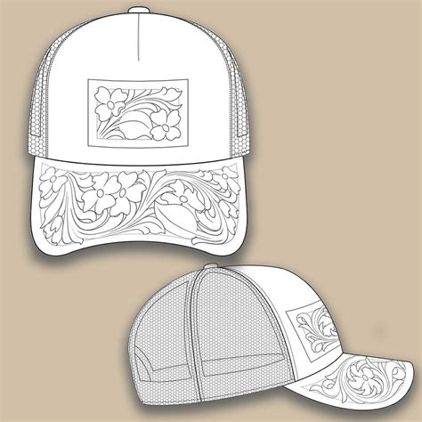 54 Hat Brim And Patch Tooling Pattern Pack Of 3 Gaborfineart