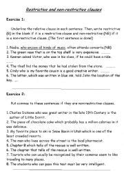 Restrictive And Non Restrictive Clauses ESL Worksheet By Lati Tifa