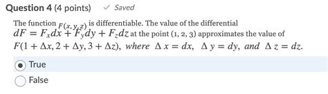 Solved Question Points Saved The Function F X Y Z Chegg