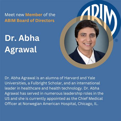 Meet Dr Abha Agrawal Md Facp Fache New Member Of The Abim Board Of