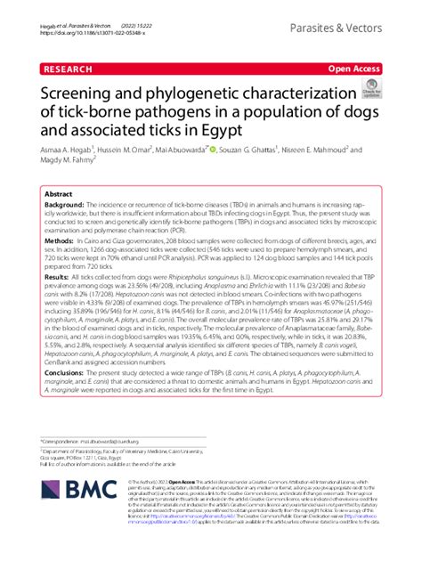 Pdf Screening And Phylogenetic Characterization Of Tick Borne Pathogens In A Population Of