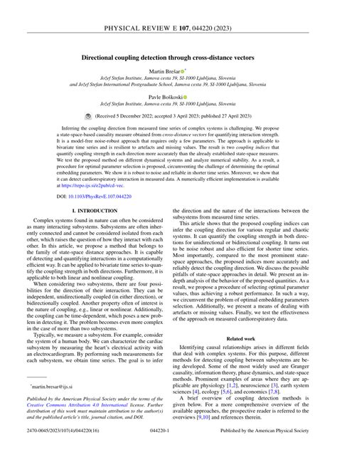 Pdf Directional Coupling Detection Through Cross Distance Vectors