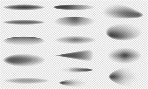 투명한 배경에 벡터 그림자 효과 부드러운 가장자리가 있는 그림자 세트입니다 투명한 둥근 그림자 포스터 배너 전단지 3차원 형태에 대한 스톡 벡터 아트 및 기타 이미지