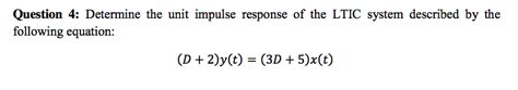 Solved Question 4 Determine The Unit Impulse Response Of Chegg Com
