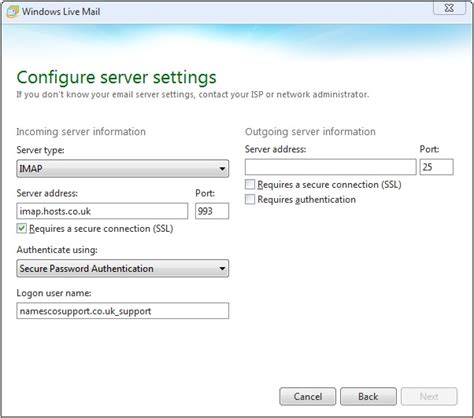 How To Set Up A IMAP Account In Windows Mail Support Centre Names Co Uk