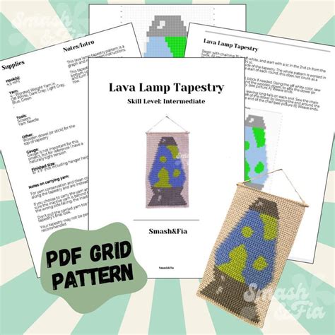 Lava Lamp Crochet Tapestry Pattern Retro Home Decor Digital Download