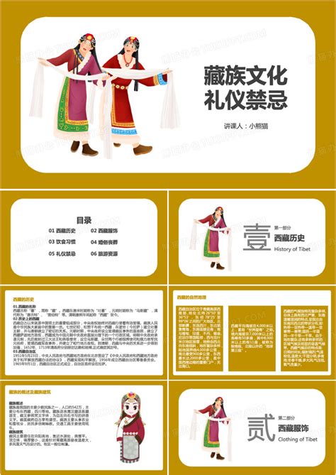 简约风藏族礼仪文化禁忌课件ppt模板下载熊猫办公