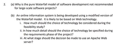 Solved A ﻿why Is The Pure Waterfall Model Of Software