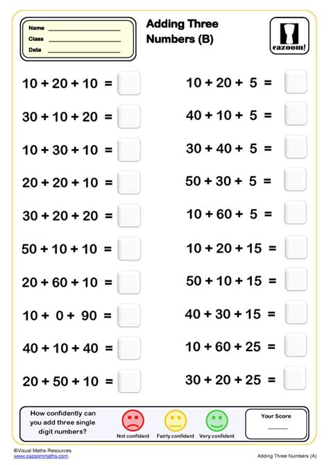 Addition Drills With Three Numbers Worksheet B Fun And Engaging Year 2 Pdf Worksheets