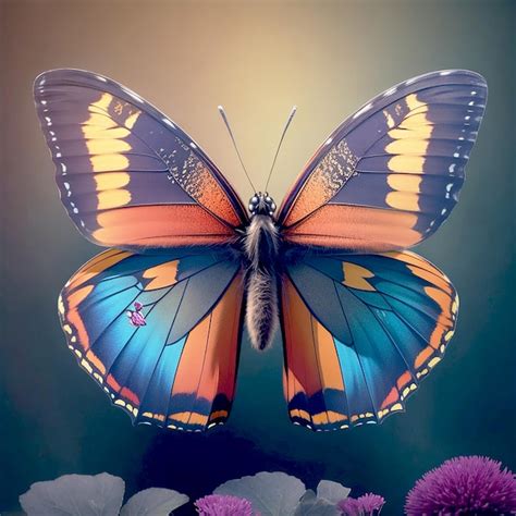 Premium Ai Image Radiant Flutter Colorful Butterfly Generative Ai