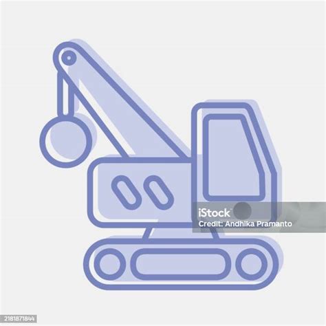 레킹 볼이 있는 아이콘 크레인 중장비 요소 두 가지 톤 스타일의 아이콘 인쇄물 포스터 로고 인포그래픽 등에 적합합니다 강철에 대한 스톡 벡터 아트 및 기타 이미지 Istock