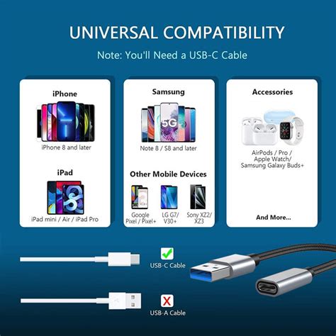 Usb Nylon Braided USB A Male To USB C Female Adaptor Cable USB C Female To USB Male Adapter