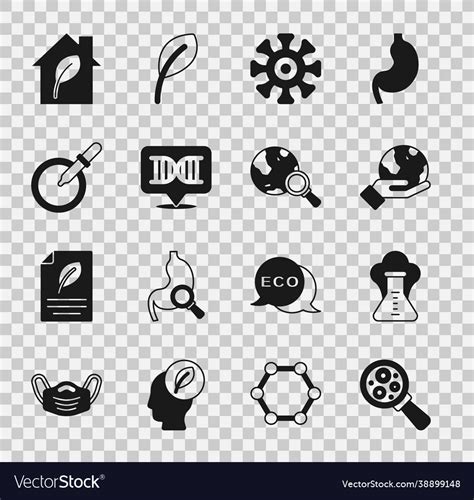 Set Microorganisms Under Magnifier Chemical Vector Image