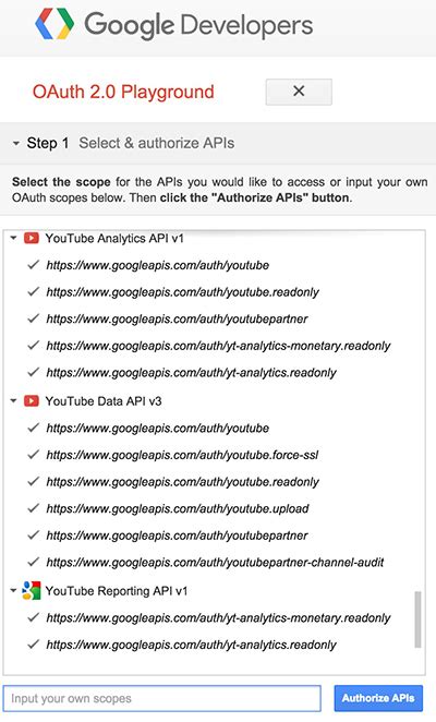 Oauth2 Playground Youtube Analytics Api Is Not Enabled For Your Project Stack Overflow