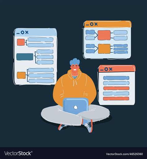 Man Developer Working Royalty Free Vector Image