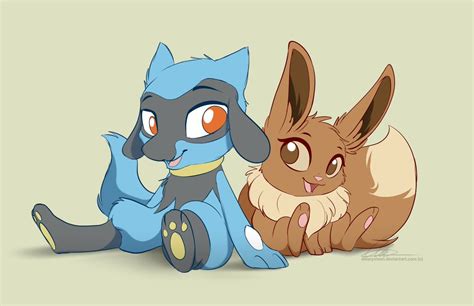 Riolu And Eevee Kiss
