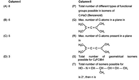 Column I Contains Some Numbers To Be Matched Against Entries Given In Col