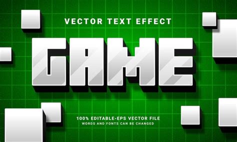 게임 3d 편집 가능한 텍스트 스타일 효과 흰색 미니멀리즘 컨셉의 게임 텍스트 효과 프리미엄 벡터