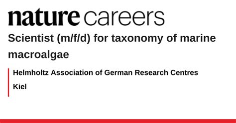Scientist M F D For Taxonomy Of Marine Macroalgae Job With Helmholtz